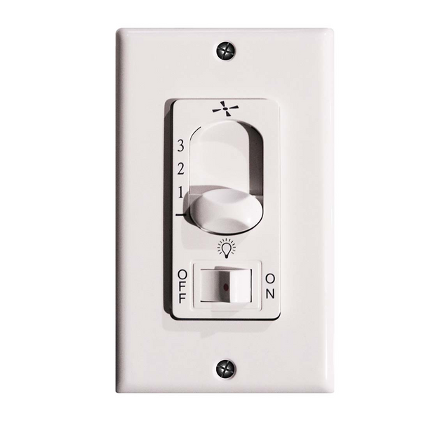 White Slider with On/Off Light Switch Fan Control - HOMEnhancements