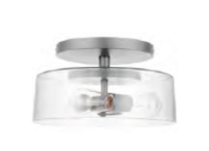 3-Light 15" Clear Glass Semi-Flush Entry - HOMEnhancements