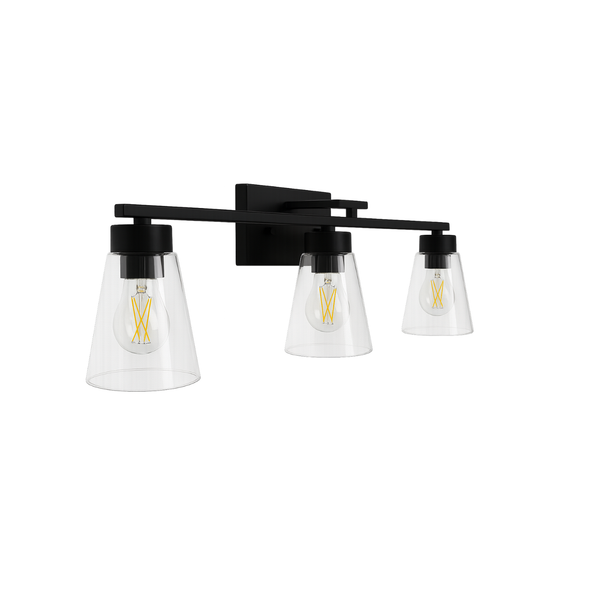 3-Light Cone Vanity Matte Black - HOMEnhancements
